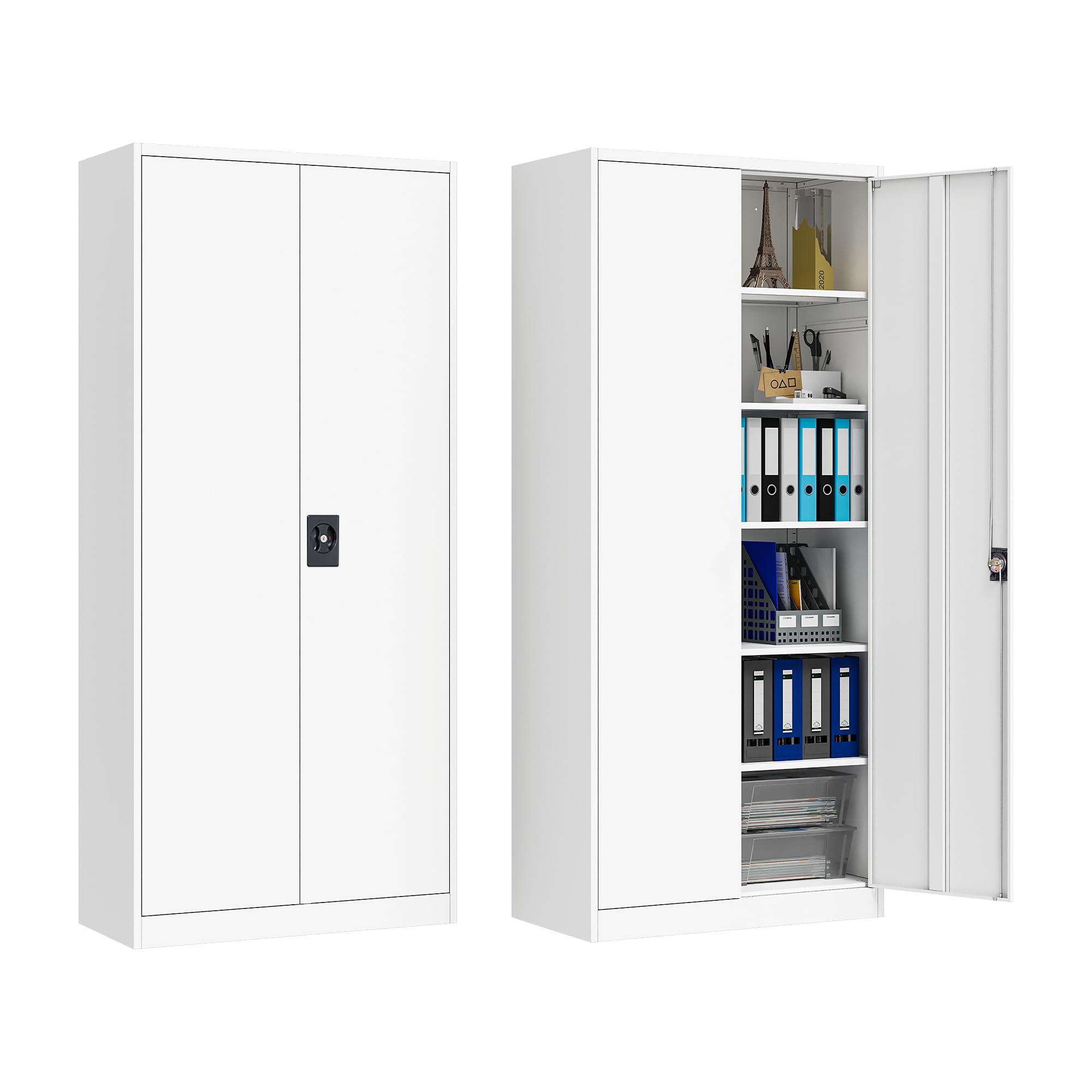 Amazon.com: Metal Locking Storage Cabinet with 2 Doors and 5 Adjustable ...