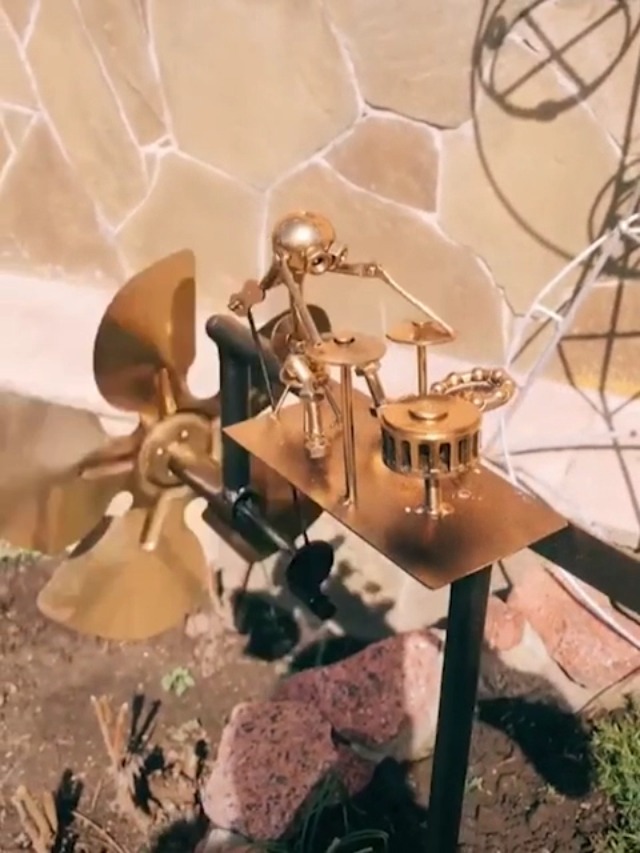 Watch Handmade Metal Drummer Windmill on Amazon Live