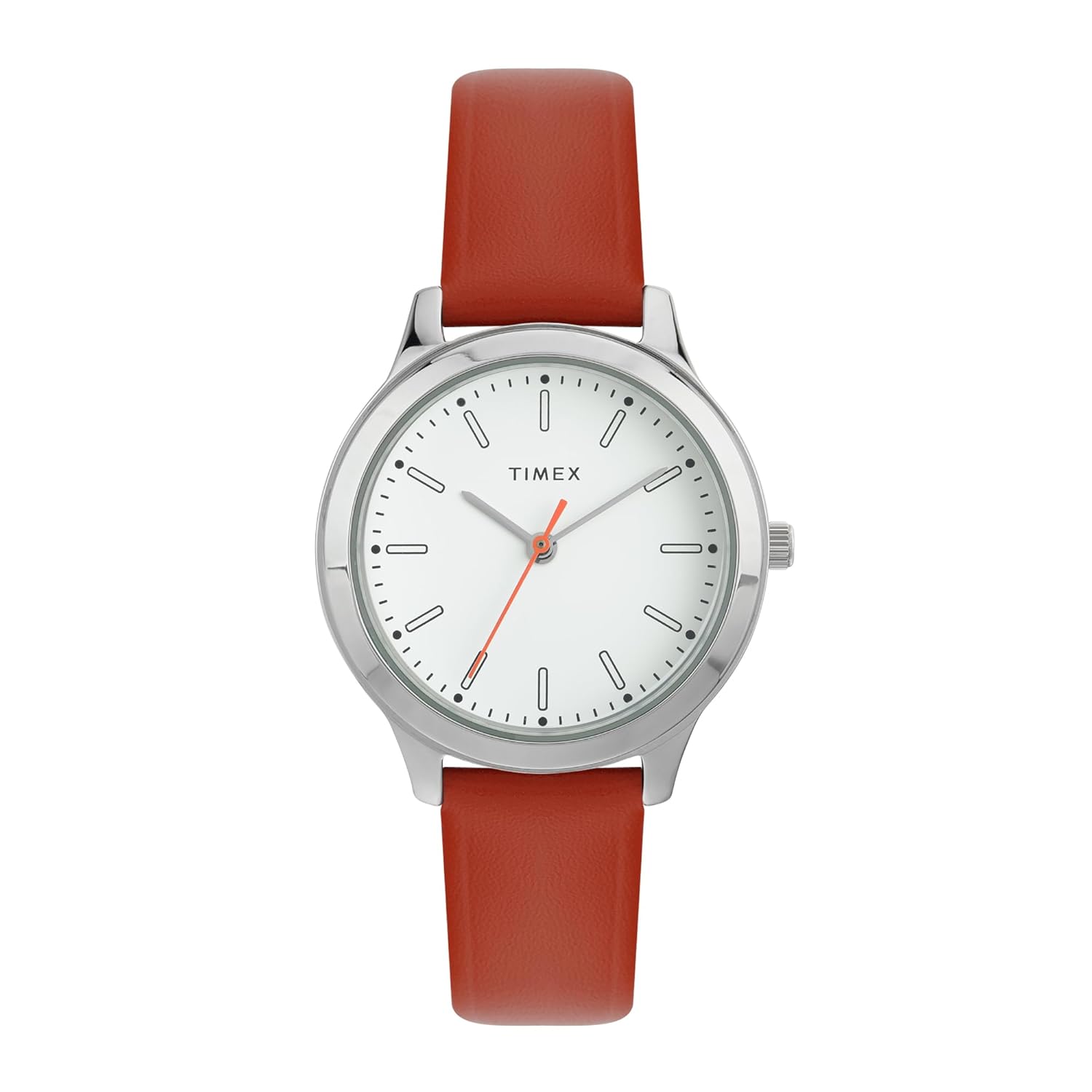 Buy TIMEX Analog Watch for Women with White Round Dial & Orange Leather ...