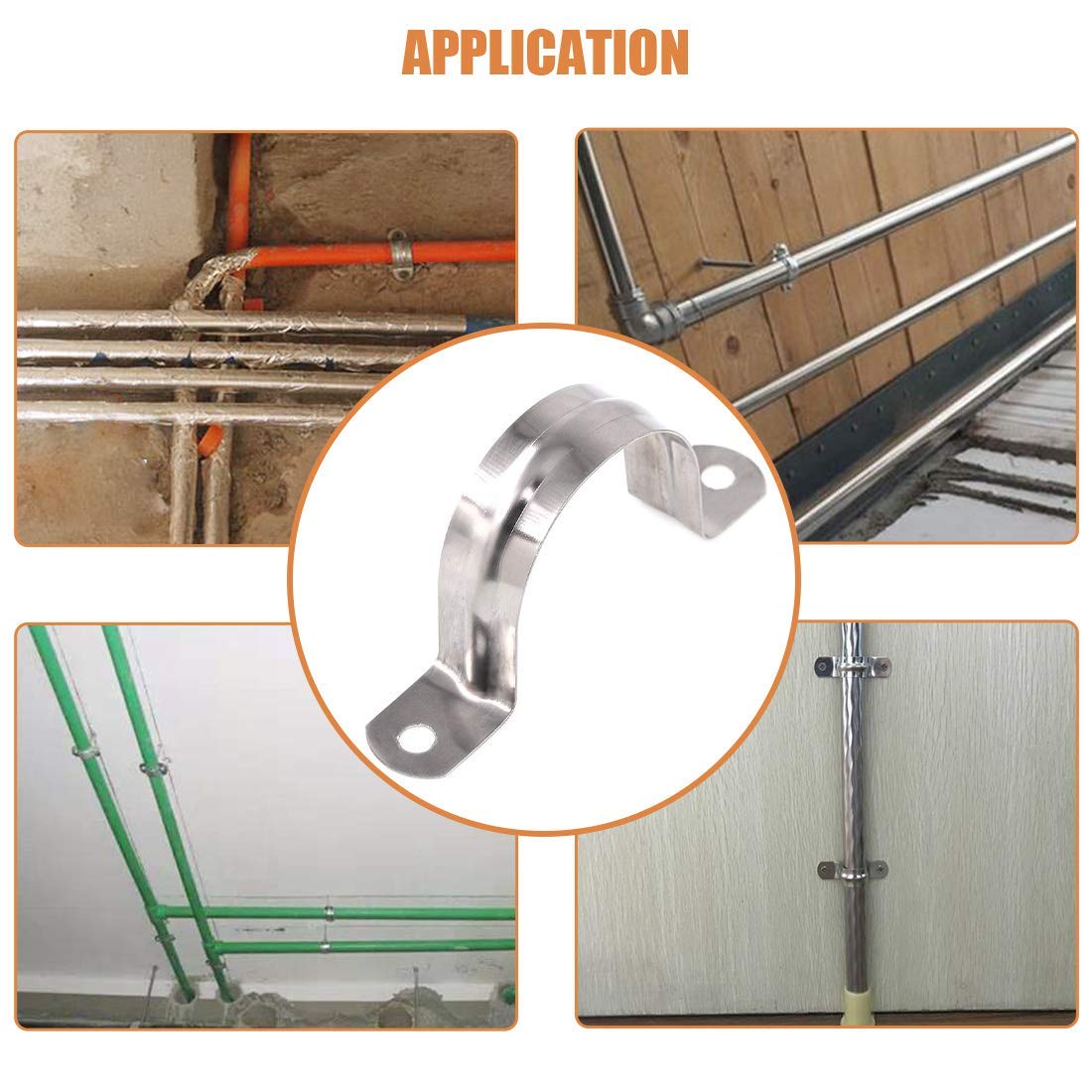 Snapklik.com : 30Pcs M40 Two Hole Strap U Bracket Stainless Steel Tube ...