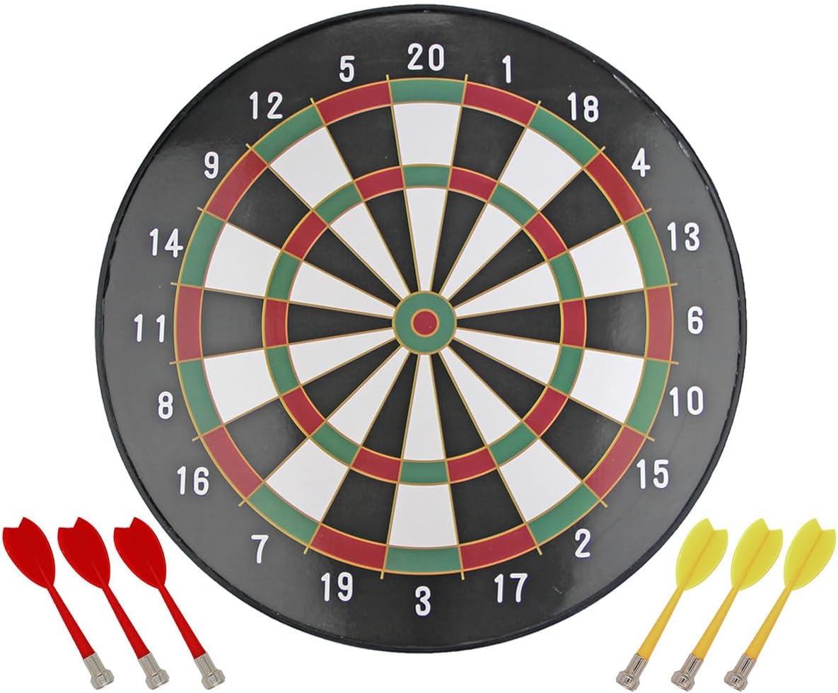 Safety Dart Board Set for Kids and Adults - 16 Inch Soft Rubber Board ...