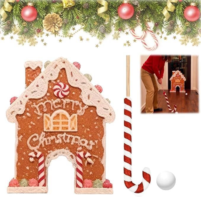 Amazon.com : Gingerbread Golf Game Set, Portable Mini-Golf Course ...