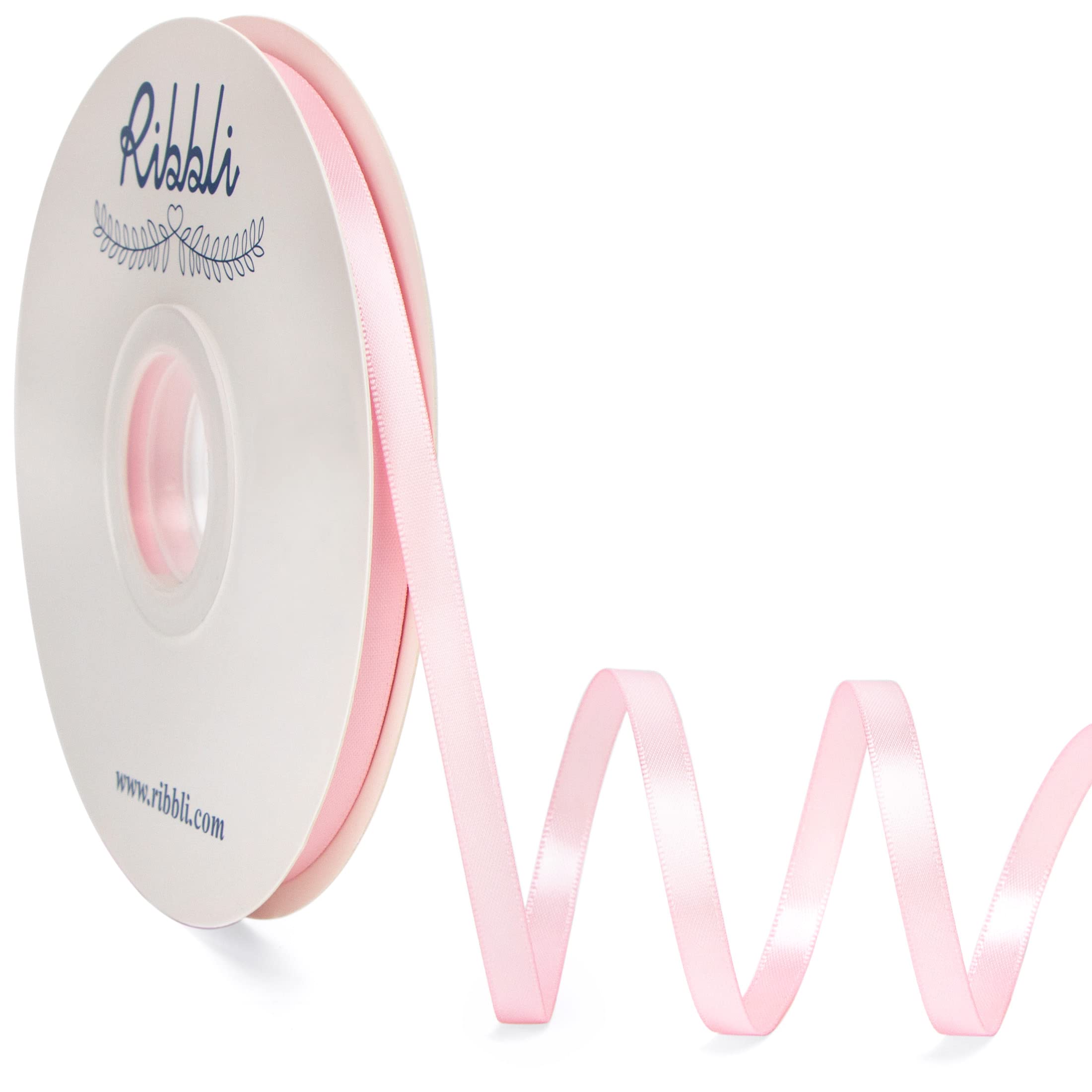 Amazon.com: Ribbli Light Pink Satin Ribbon,Double Faced Satin 1/4 inch ...