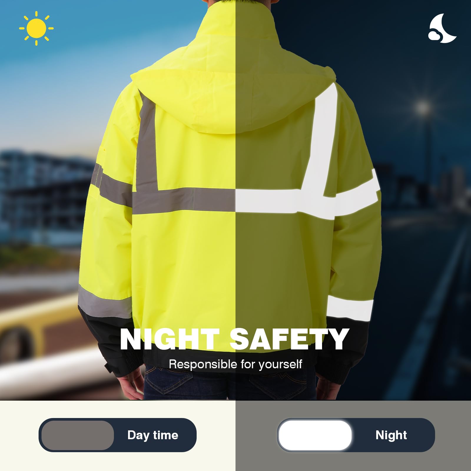 Snapklik.com : Safety Softshell Jacket For Men, High Visibility Rain ...