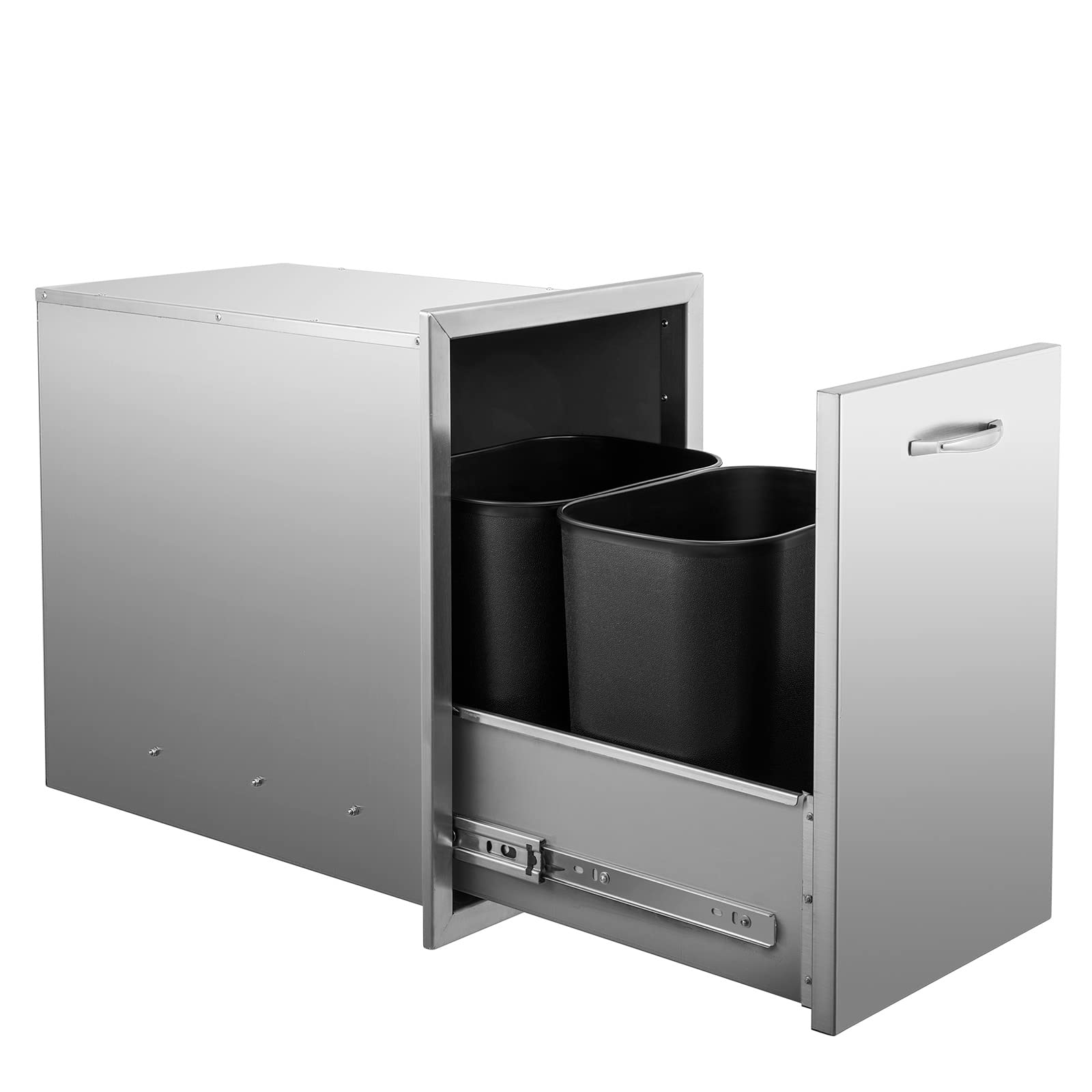 LMRSTOO Pull Out Trash Drawer Stainless Steel with 2 4.4 Gallon Trash ...