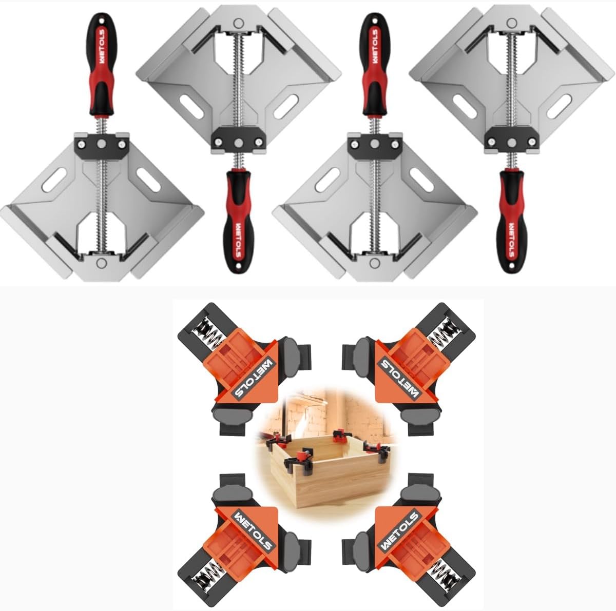 WETOLS Corner Clamp 4pcs + 4Pcs Fast Adjustable Quick Spring Loaded ...
