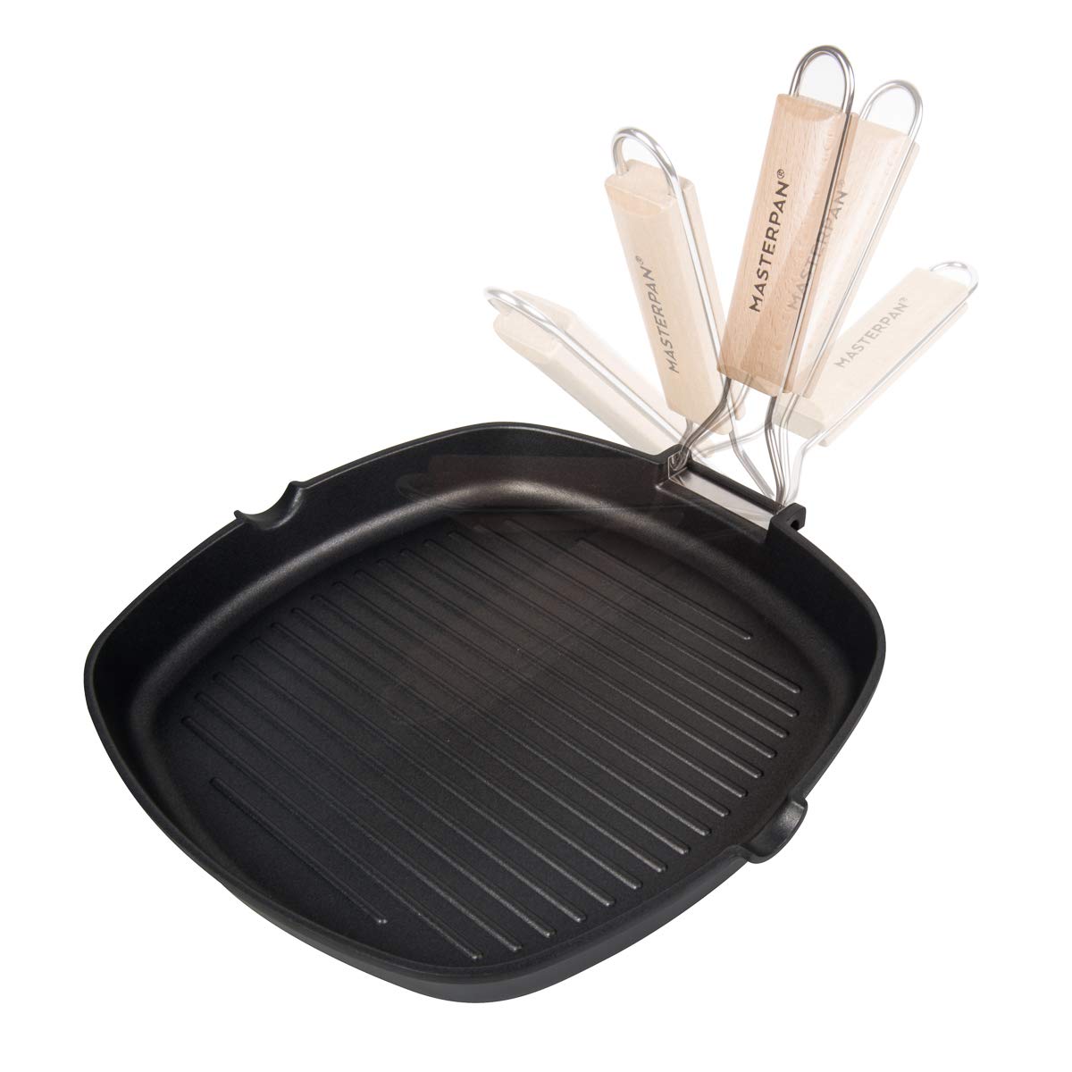 Amazon.com: MasterPan Non-Stick Grill Pan Wooden, 11", Folding Handles ...