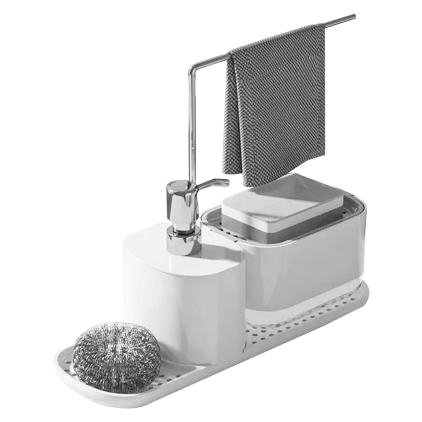 Soap Pump Dispenser with Stainless Steel Rag Holder and Push Bottle ...