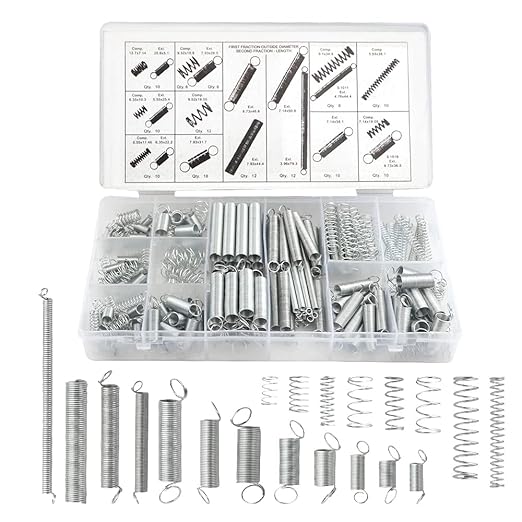 WMYCONGCONG 200 PCS Zinc Plated Compression and Extension Springs ...