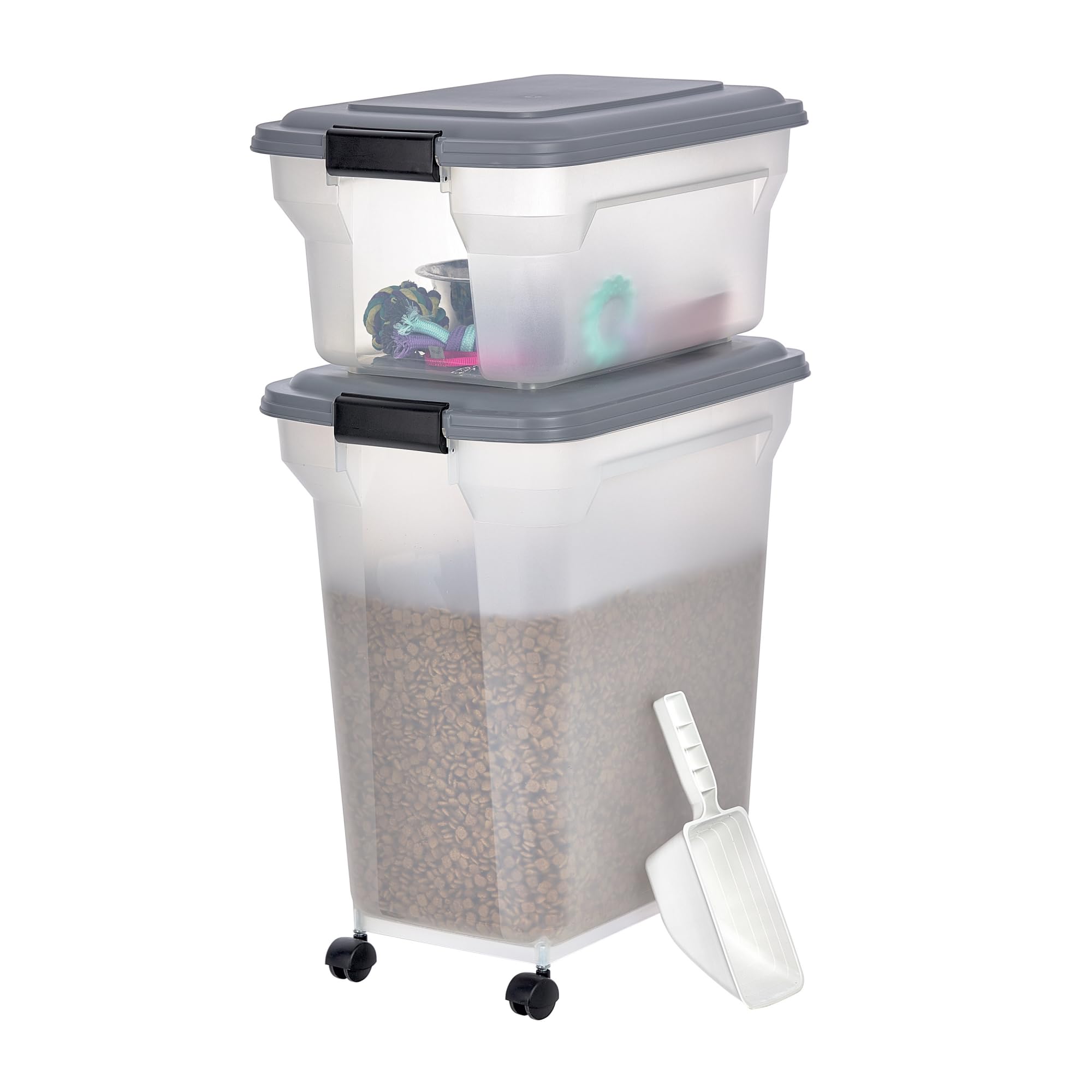 Iris Ohyama Airtight Dog Food Storage Container with Wheels, 45L+20L ...