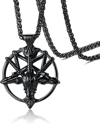PULABO Men Satanic Necklace, Lucifer, Devil Baphomet Pentagram Pendants ...
