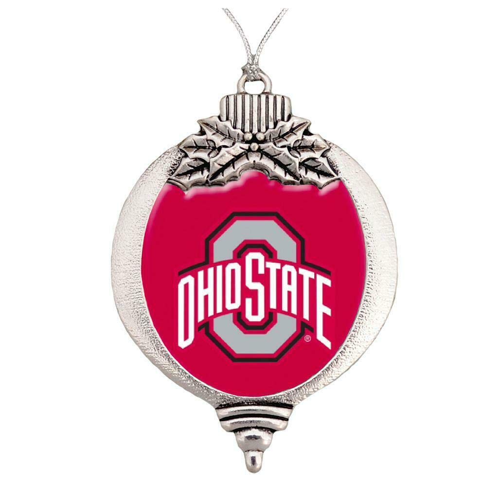 Snapklik.com : Ohio State Buckeyes Bulb Silver Metal Christmas Ornament ...