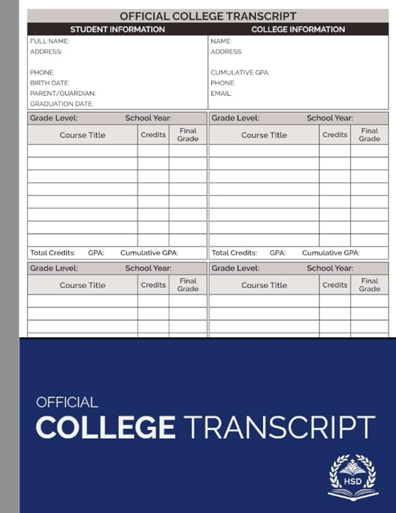 Official College Transcript Format