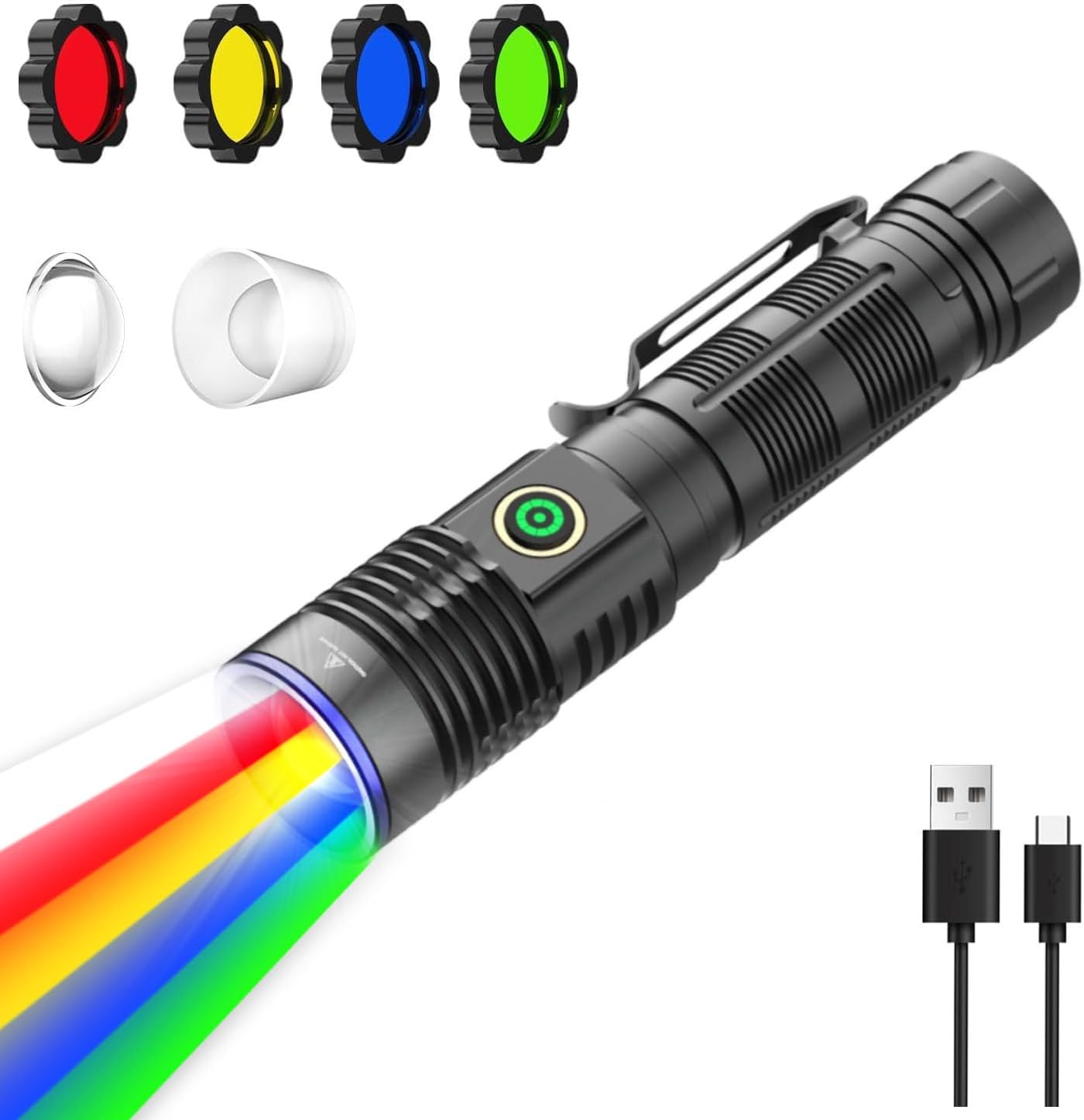 LUMENSHOOTER Upgraded Zoomable Red Flashlight, 4 Color in 1 Flash Light ...