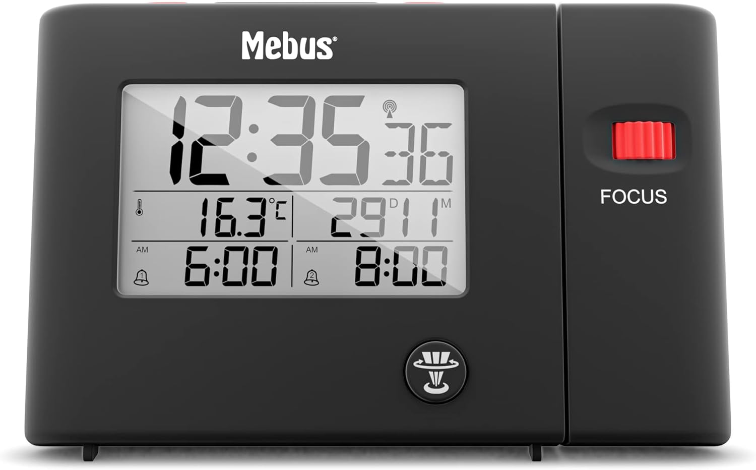 Mebus Radio-Controlled Alarm Clock with Projection, Digital, Projection ...