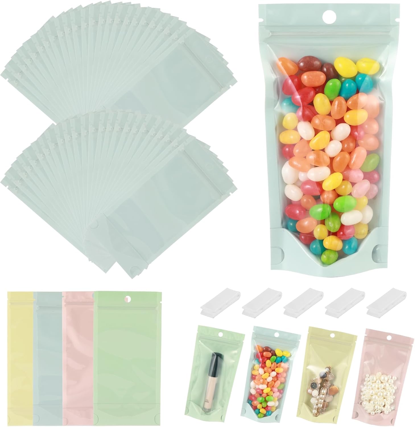 Amazon.com: 200 PCS-3.5x7.5" Resealable Ziplock Bags Stand Up Bottom 1. ...