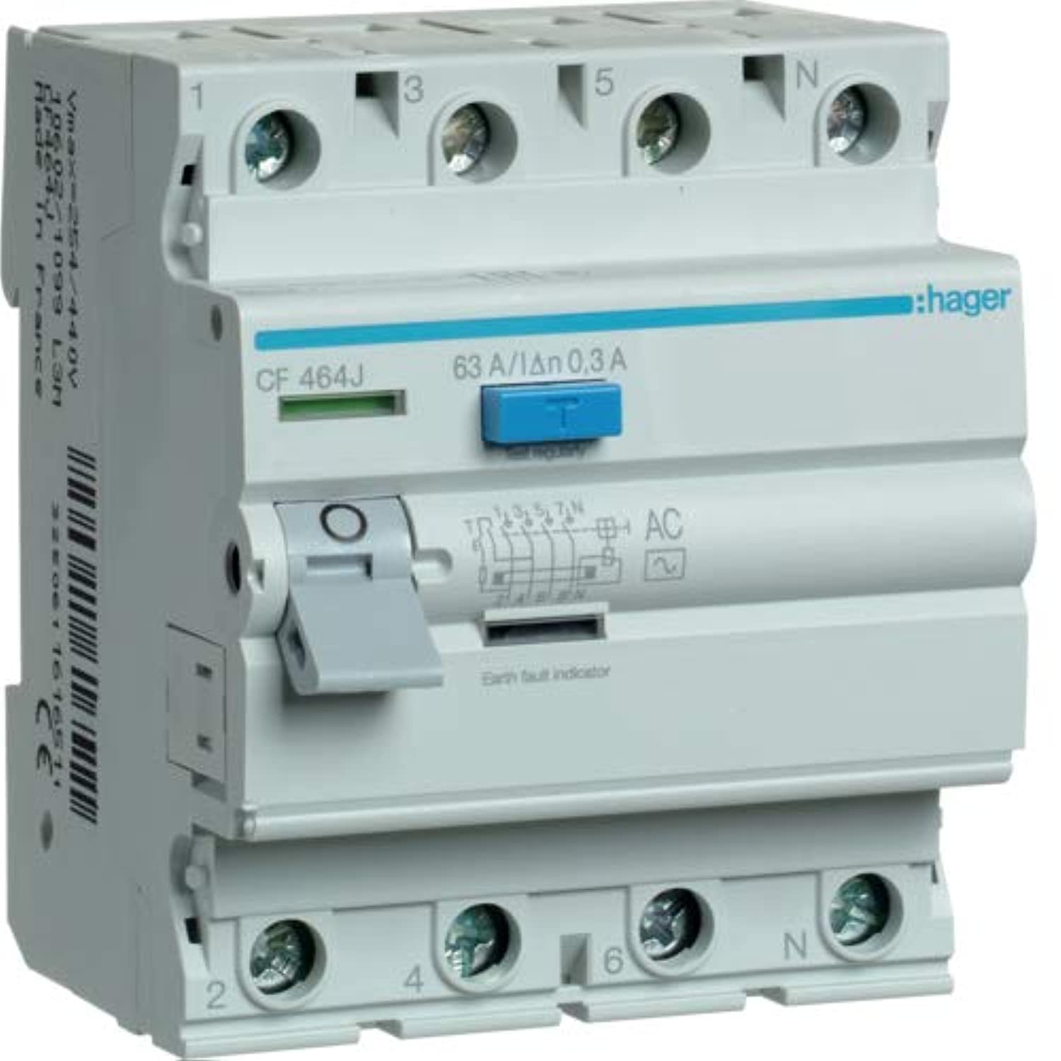Hager Earth Leakage Circuit Breaker Elcb Rccb 63a 4pole 300ma ...