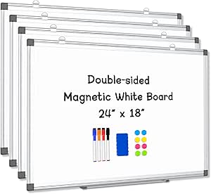 Amazon.com : AMUSIGHT 4 Pack Double-Sided Magnetic Whiteboard, 24" x 18 ...