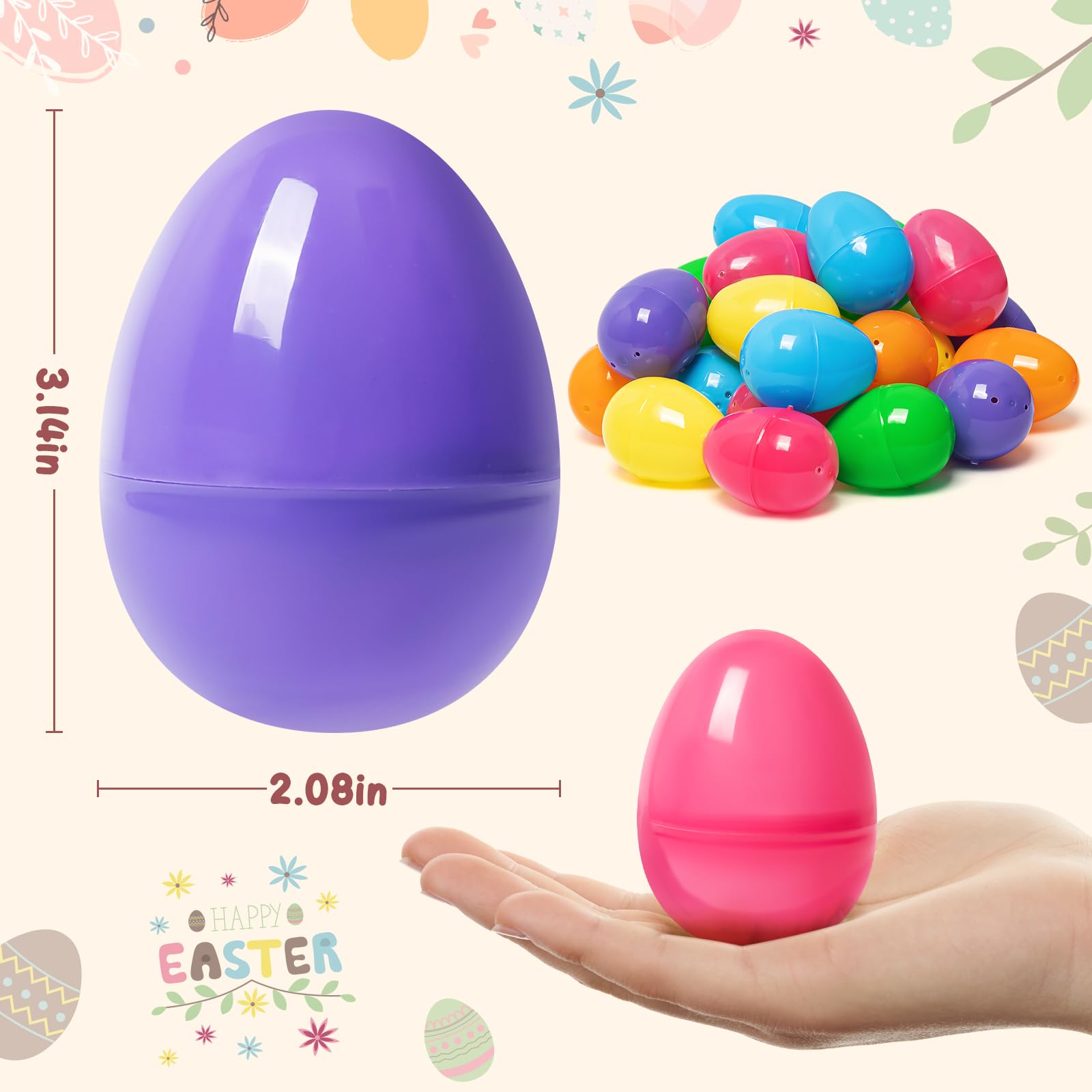 Snapklik.com : 288 Plastic Easter Eggs Bulk, 315” Empty Easter Eggs ...