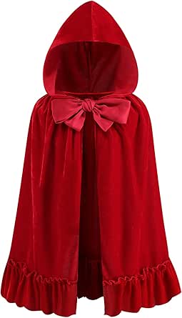 maxToonrain Little Red Riding Hood Cape,Kids Red Velvet Cloak with Hood ...