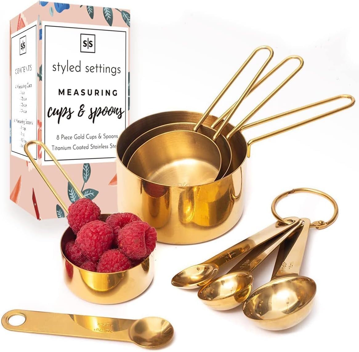 Amazon.com: STYLED SETTINGS Gold Measuring Cups and Spoons Set ...