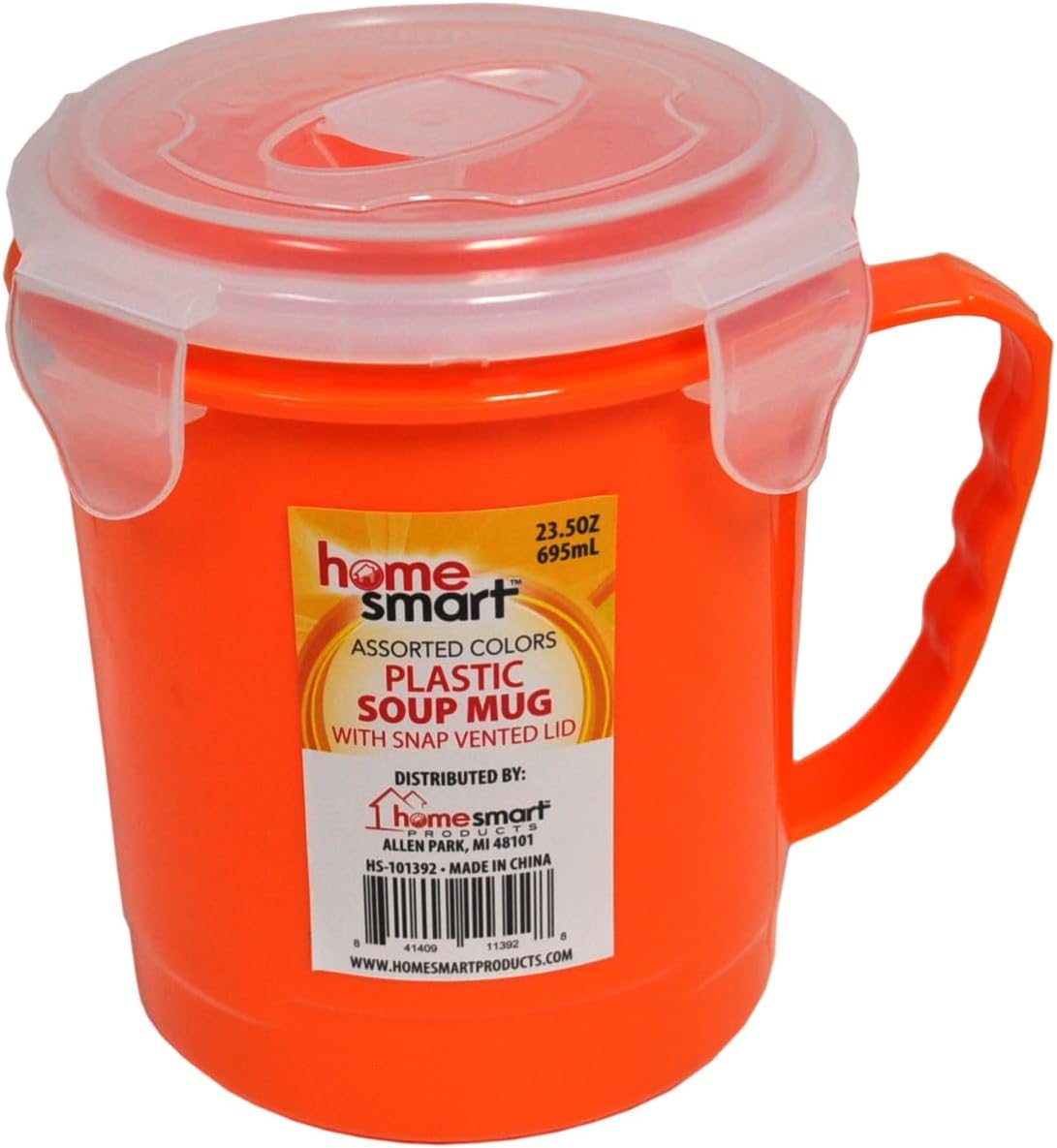Amazon.com: Home Smart Orange Plastic Soup Mug with Clip Lock Lid ...