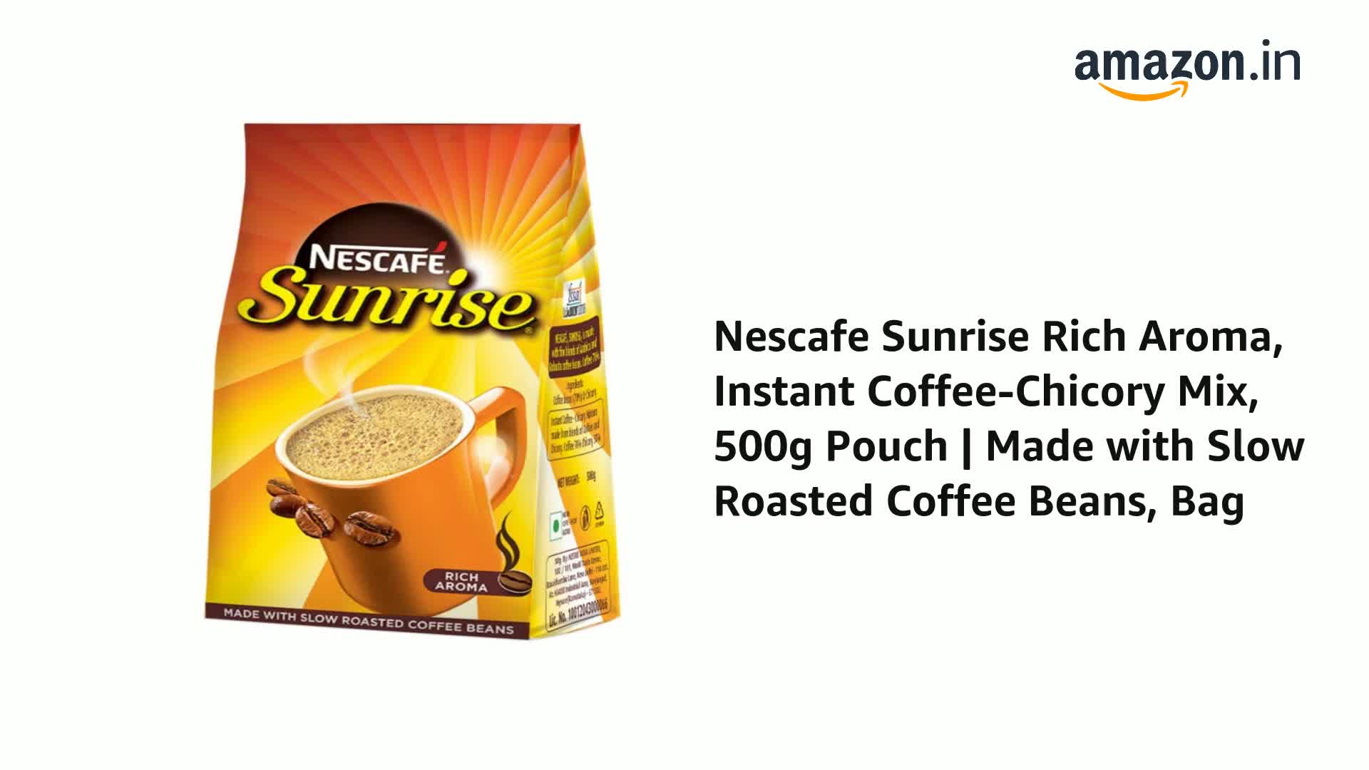 Watch Nescafe Sunrise Rich Aroma, Instant Coffee-Chicory Mix, 500g ...