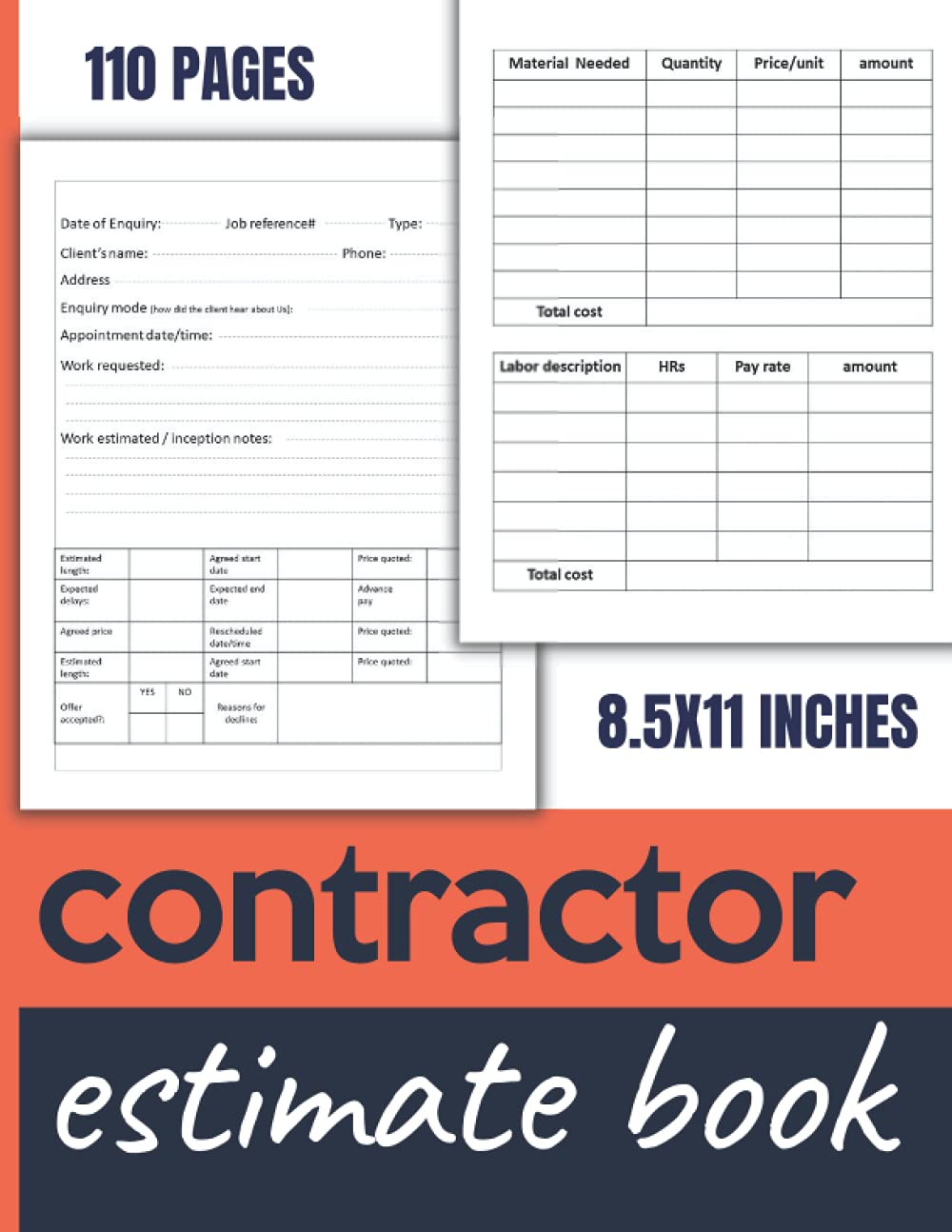 Buy contractor estimate book: Job Estimate Quote Record Book and Client ...