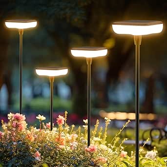 Solar Lights Outdoor Garden 4 Pack Solar Pathway Light 31" Tall Solar Landscape Lights 34LM ...