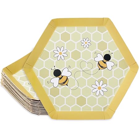 Amazon.com: Whaline 50Pcs World Bee Day Paper Plates Watercolor Honey ...