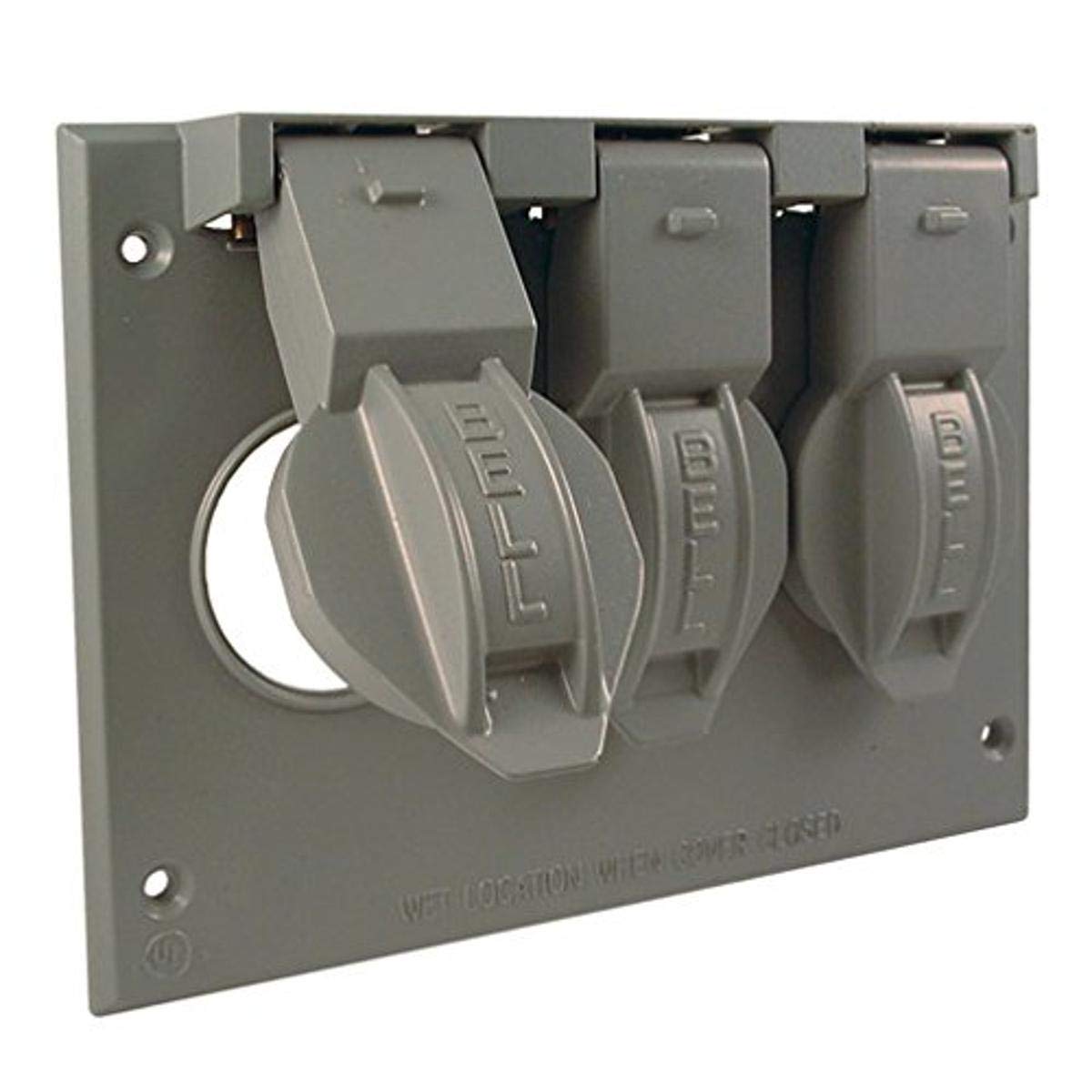 BELL 5093-0 1.406-Inch Box Mount Weatherproof Cover, 3-Gang, Gray ...
