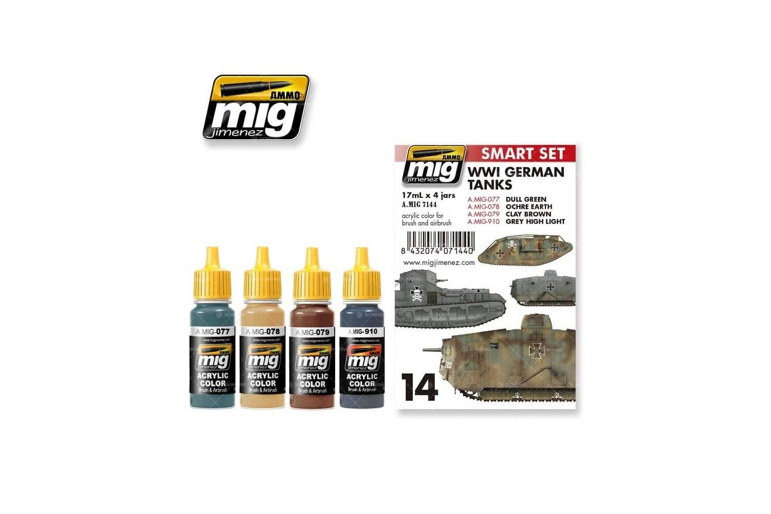 Amazon.com: WWI German Tanks Paint Set Ammo of Mig Jimenez