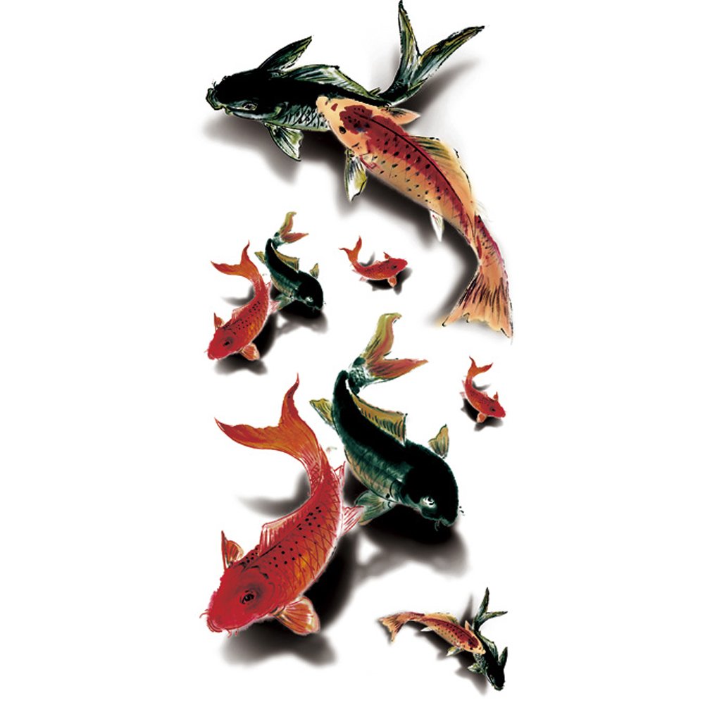 Amazon.com : TAFLY Waterproof Fake Tattoo Stickers 3D Colorful Fish ...