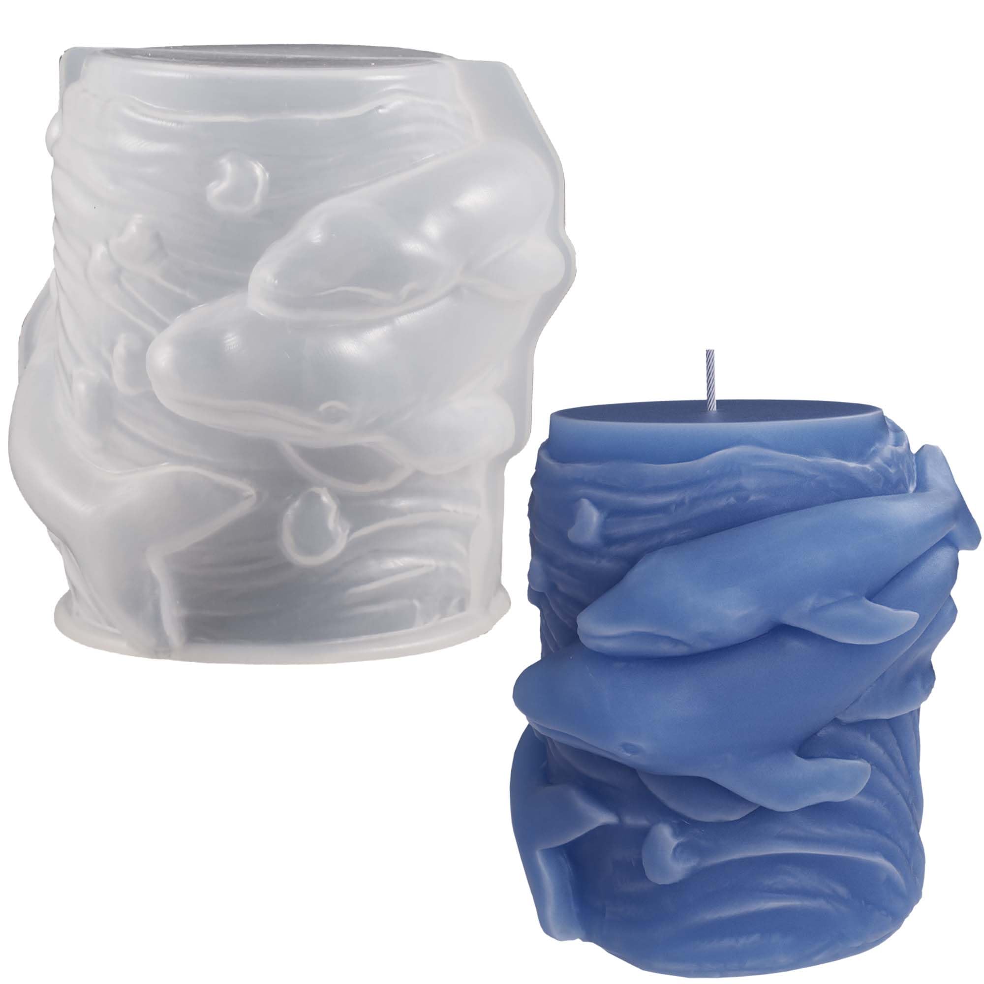 Amazon.com: Dolphin Candle Mold Dolphin Cylinder Mold Animal Candle ...
