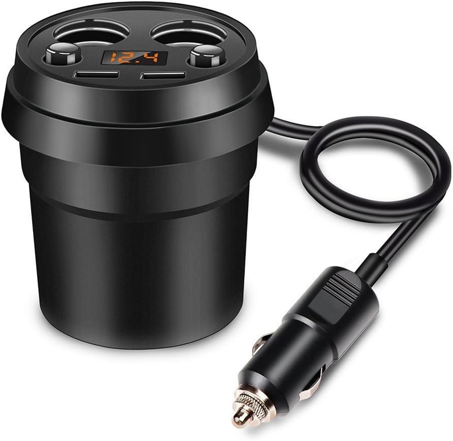 Car Cigarette Lighter 2 Socket Cigarette Lighter Power Adapter Cup Car ...