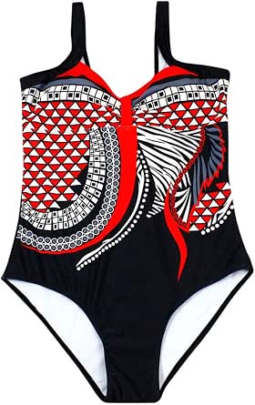 Amazon.com: Cfklopgg Womens Swimsuits Retro Printed One Piece Bathing ...