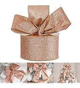 Amazon.com: HUIHUANG Rose Gold Velvet Wired Ribbon with Gold Backing ...