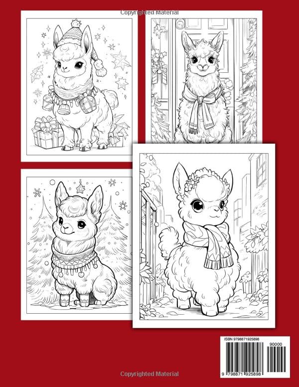 Christmas LLama Coloring Book: Cute and Playful Llamas Coloring Pages ...
