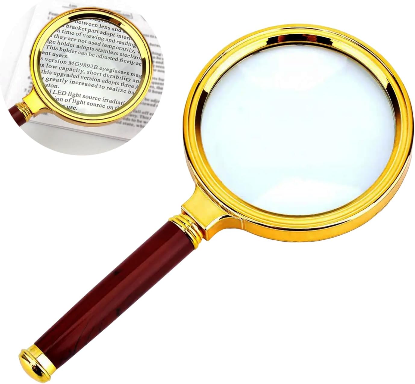 15X Magnifying Glass - 60MM Magnifying Lens with High Clarity Wooden ...
