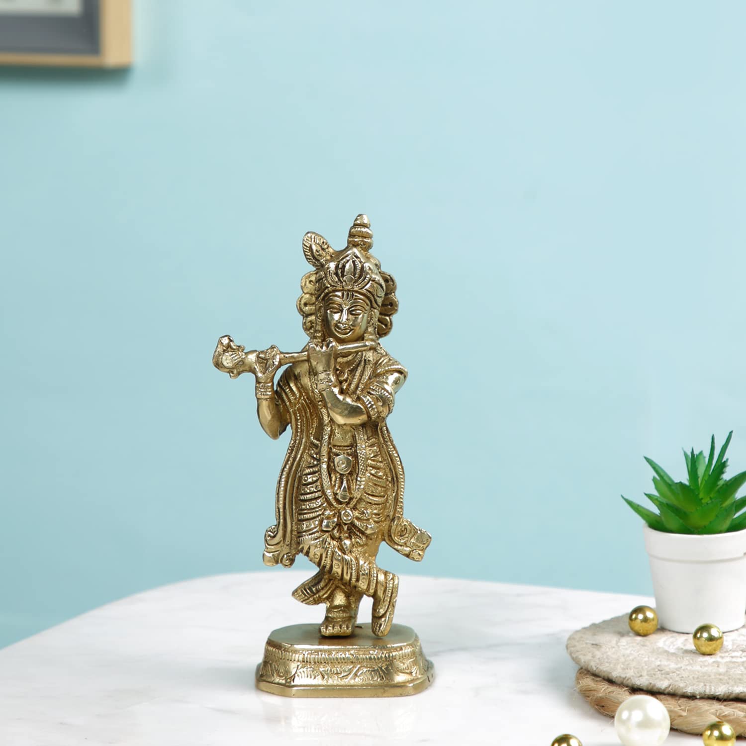 Craftvatika Lord Krishna Idol Statue Brass Krishna Idols Showpiece ...