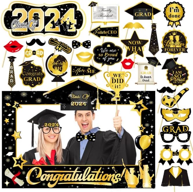 Dusenly Graduation Photo Booth Props 2024 Graduation Frame Props ...