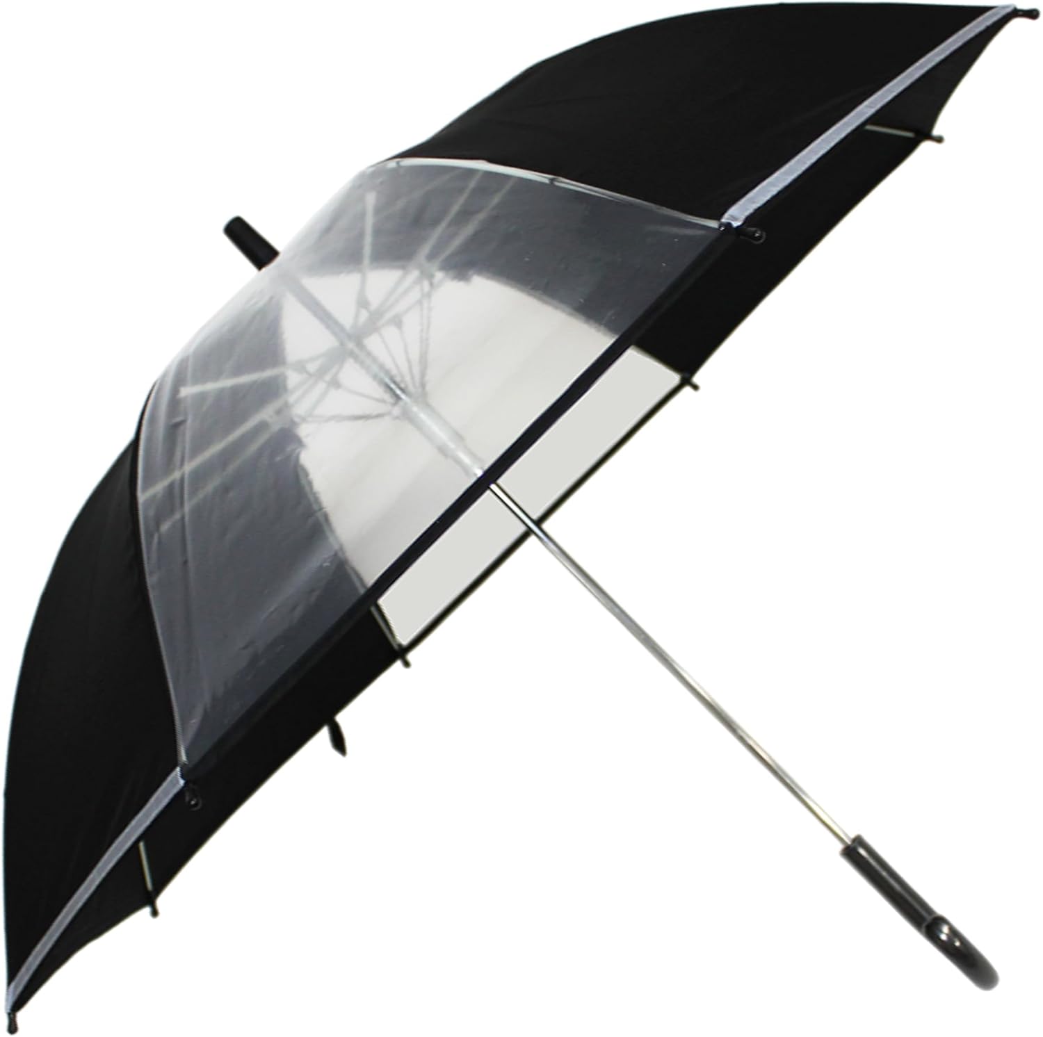 Amazon.co.jp: アスティ(Asty) 学童 耐風 無地 2駒透明 反射テープ付 ジャンプ傘 ブラック 58cm ASS09JP58 ...