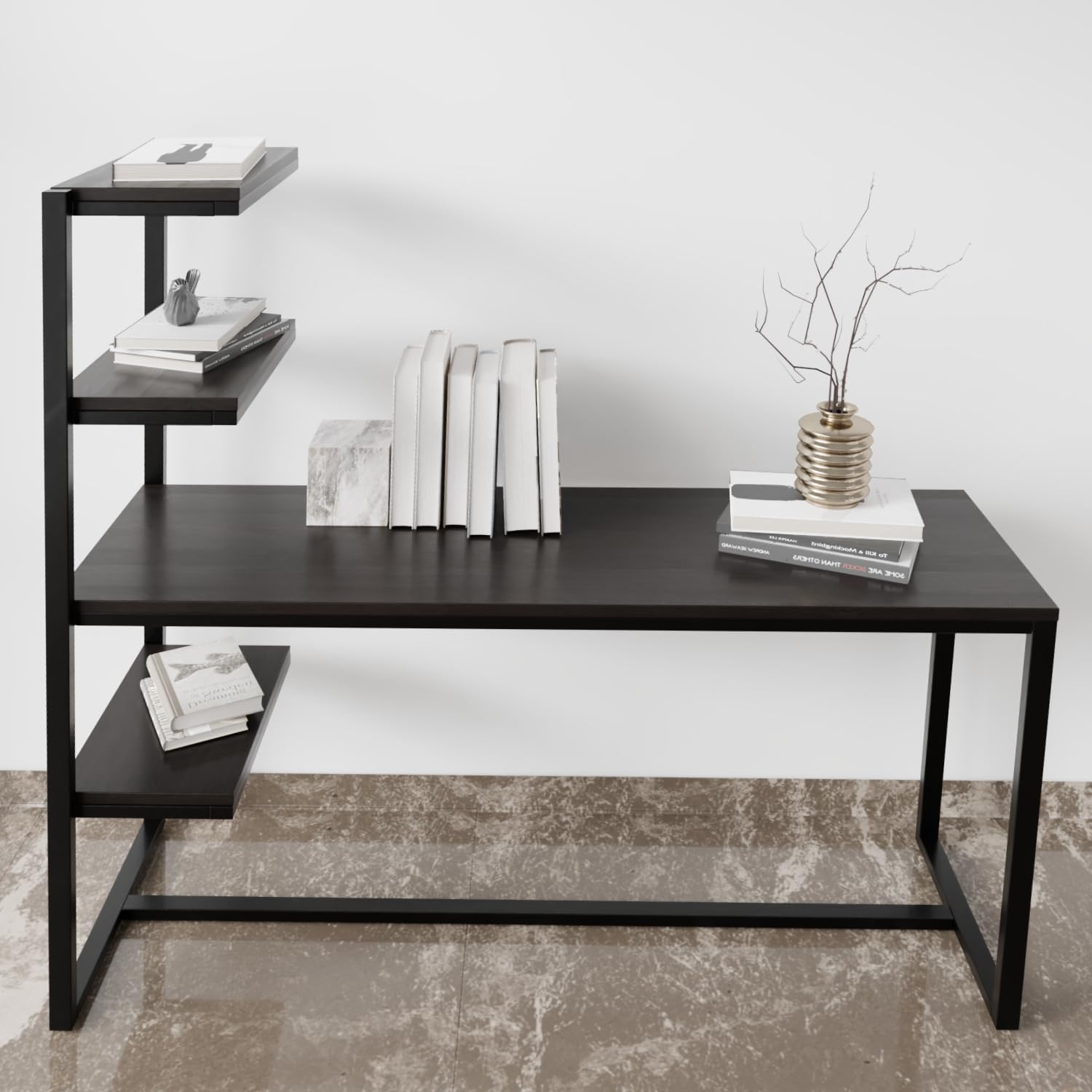 Riyan Luxiwood® Valor Study Table with Shelves, Durable & Sturdy ...