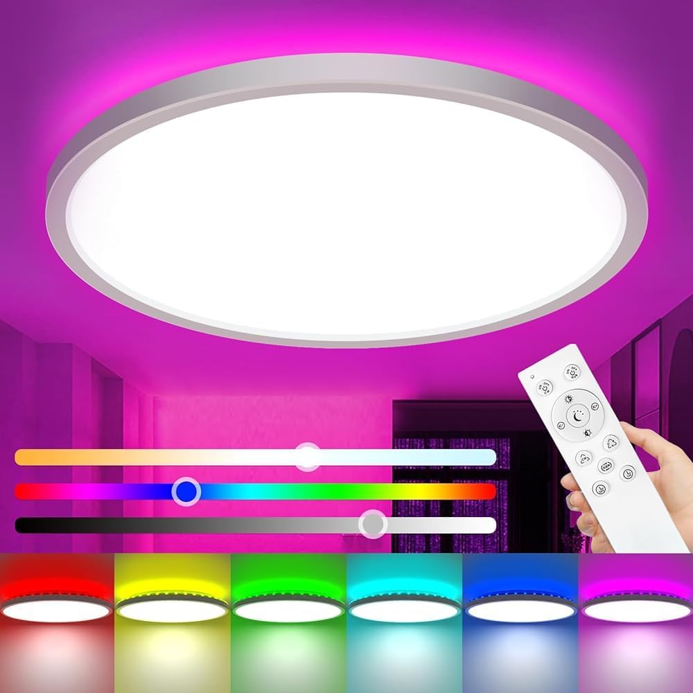 BLNAN RGB Ceiling Light with Remote Control, 12 Inch 3000K-6500K ...