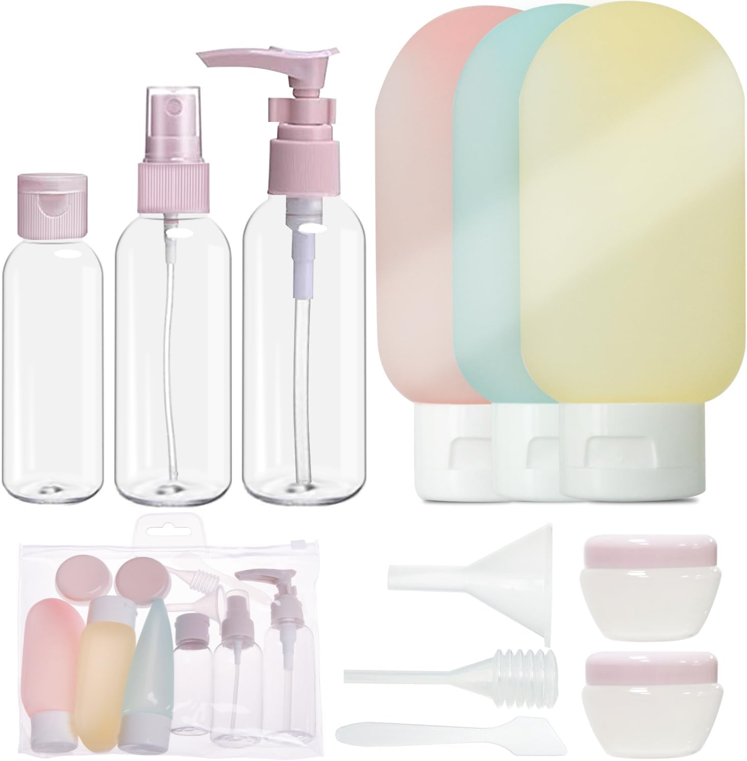 Travel Containers Kits,11 PCS Travel Accessories Leakproof Squeezable ...