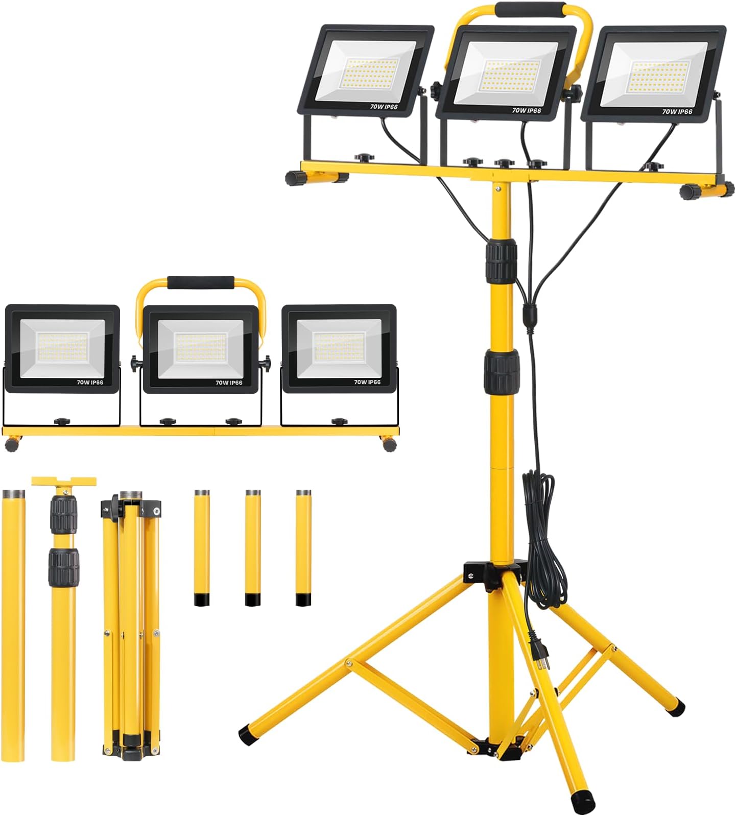 Zetunlo 21000Lumen LED Work Lights with Stand - 3 Head Portable Work ...