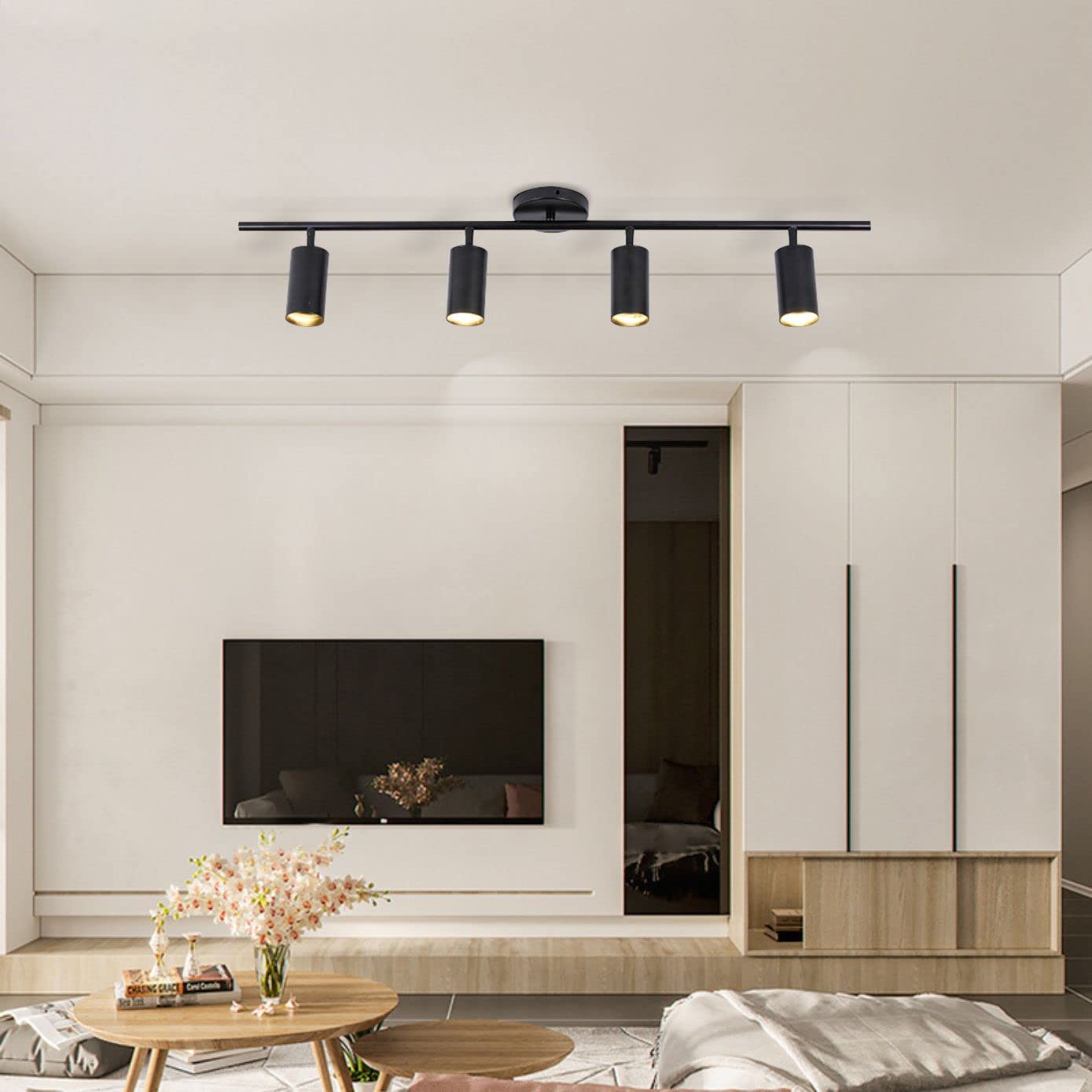 Snapklik.com : Matte Black Track Ceiling Light Modern 4-Lights LED ...