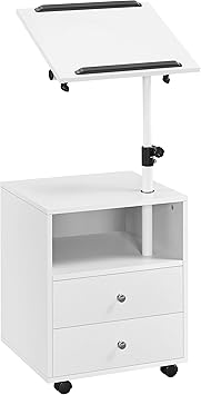 Yaheetech Bedside Table with Wheels, Height Adjustable Side Table, End ...