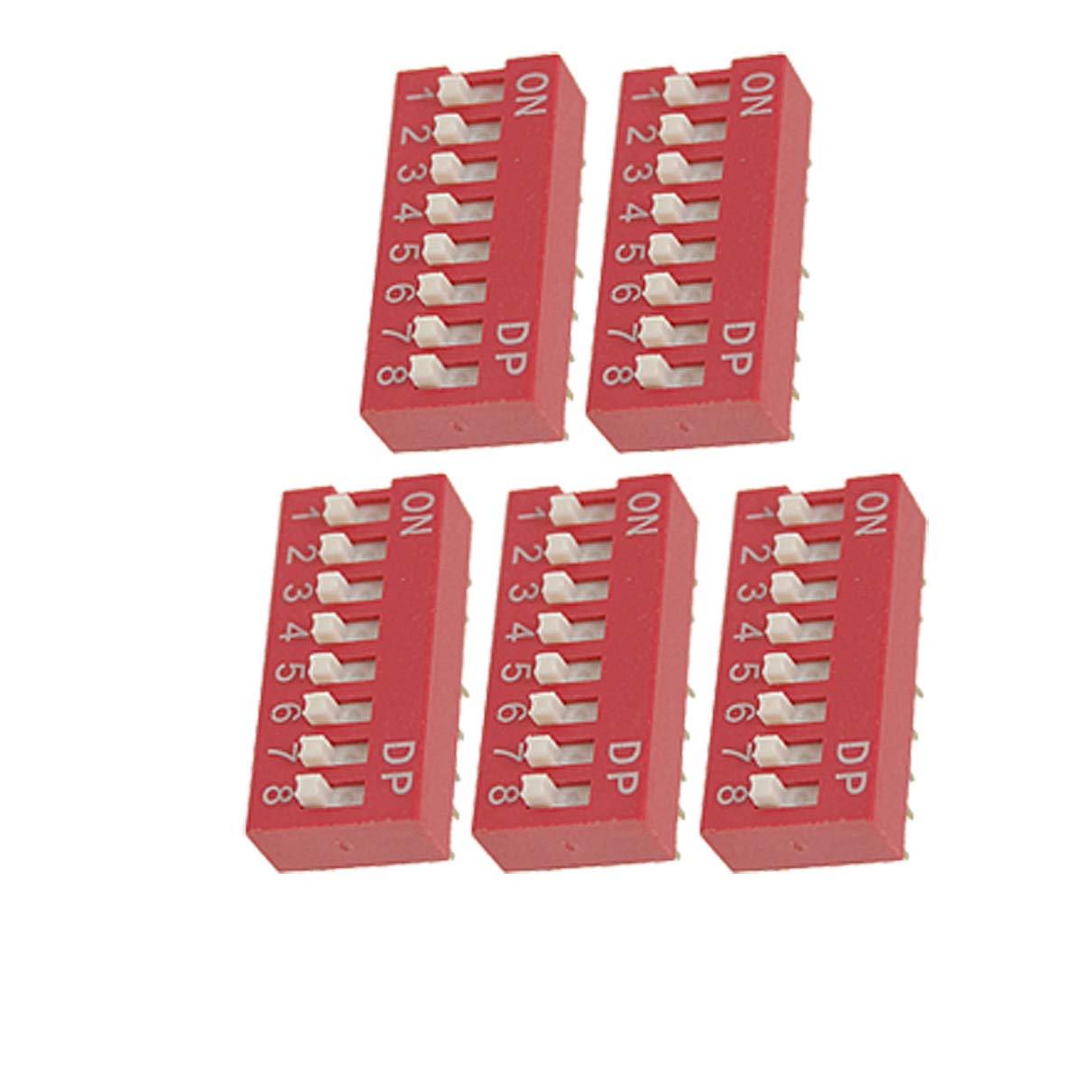 Aexit 5 Pcs DIP Switches 16 Pin 8 Ways Slide Type DIP Switch SPDT DIP ...