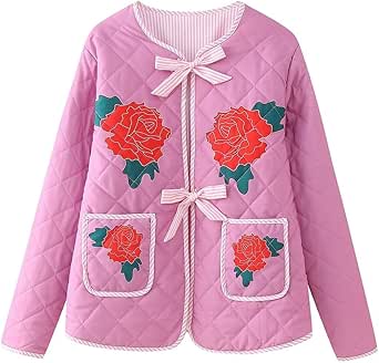 Amazon.com: irLocy Cutecore Y2K Coquette Puffer Jacket for Women Floral ...